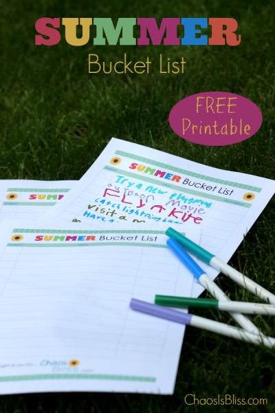Summer Bucket List | Free Printable
